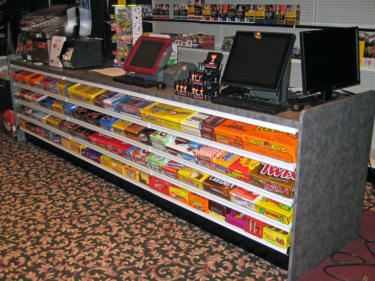 Gondola Shelving Counter - Metal Store Shelving Counter