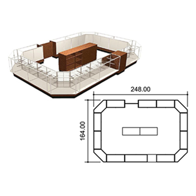 Standard Full Vision Kiosk Layout 2 | Checkout Counter Layouts | Retail ...