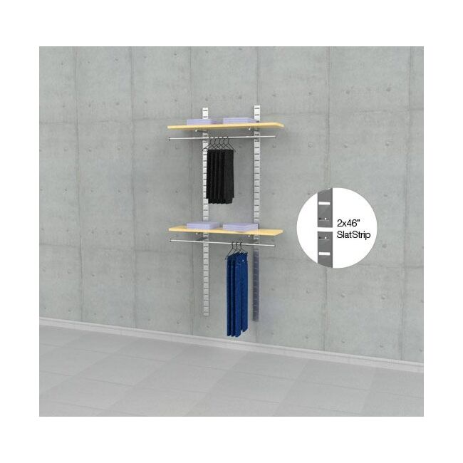 SlatStrip Vertical Wall Mounted Retail Display for 2 Wood Shelves with ...