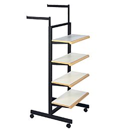 2 Sided Display Rack with Shelves | Clothing Display with Shelves ...