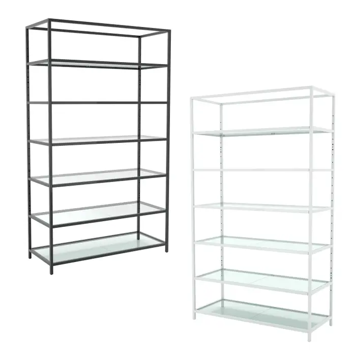 White glass shelf unit store
